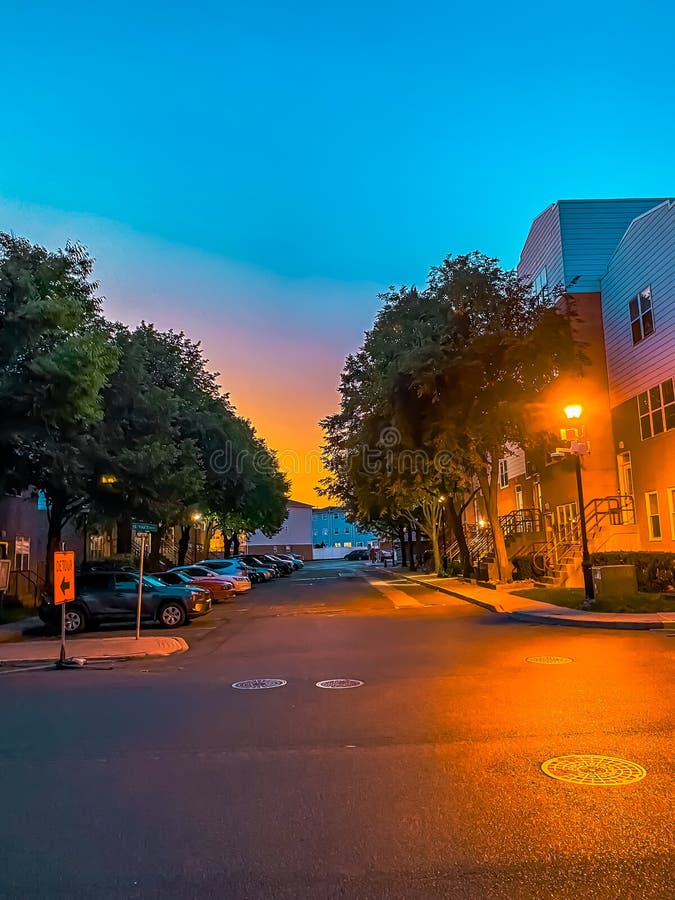 Another Splendid Evening in a Nice Residential Neighborhood. Stock ...