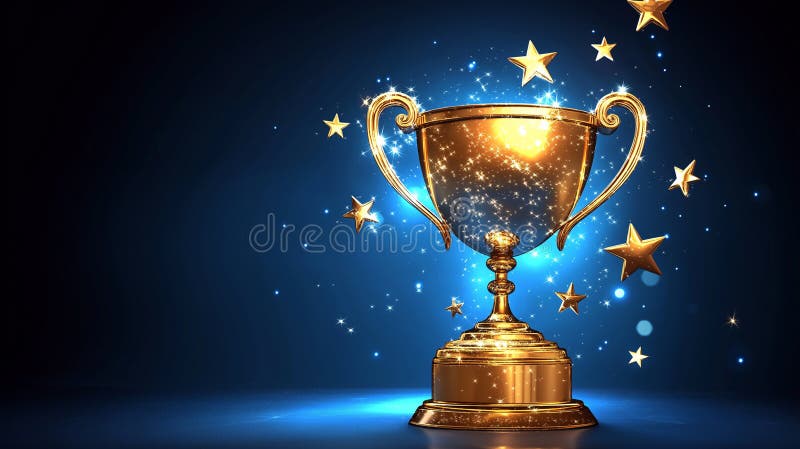 Golden Trophy Cup, this Time with a Dark Blue Background with Stars and ...