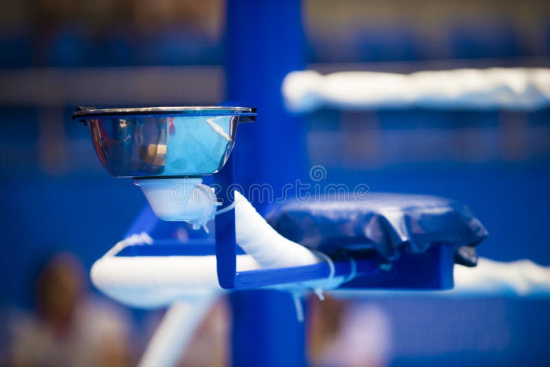 Another View for a Corner of Boxing Ring. Chair, Bucket, Tray are Setup ...