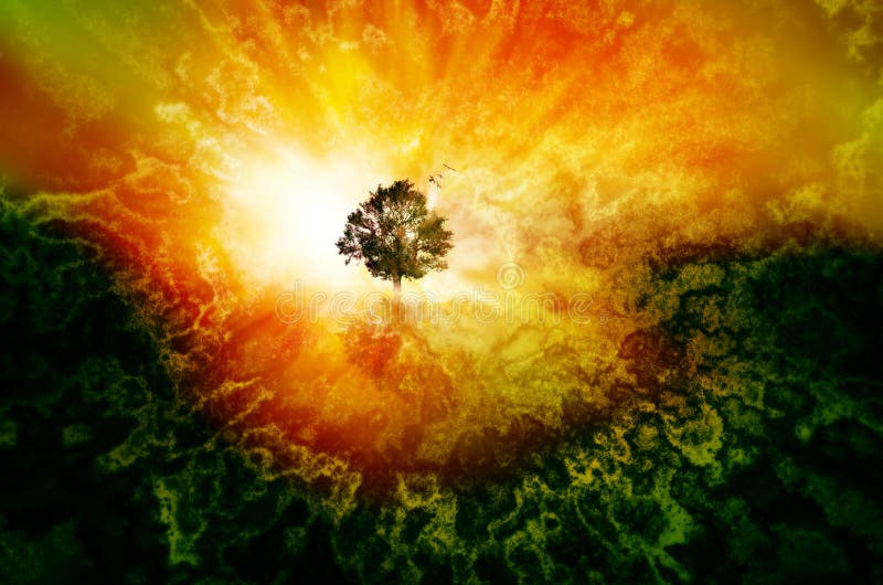Another World in Dreams Tree Concept Art Stock Image - Image of heaven ...