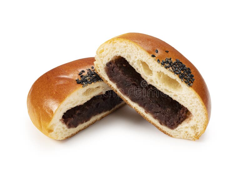 Anpan, Cut in Half, Placed on a White Background Stock Photo - Image of ...