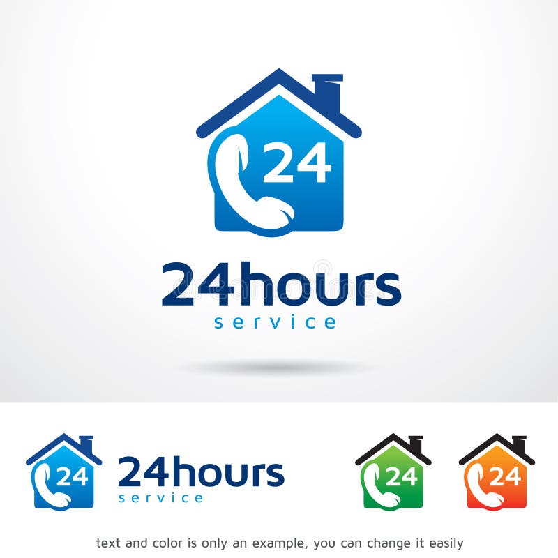 Anruf-Service 24 Stunden Logo Template Design Vector Vektor Abbildung ...