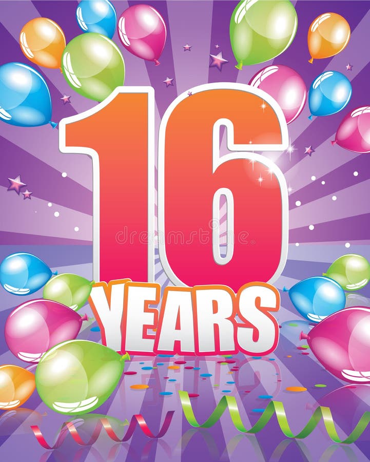 Joyeux anniversaire 16 ans illustration de vecteur. Illustration du ...