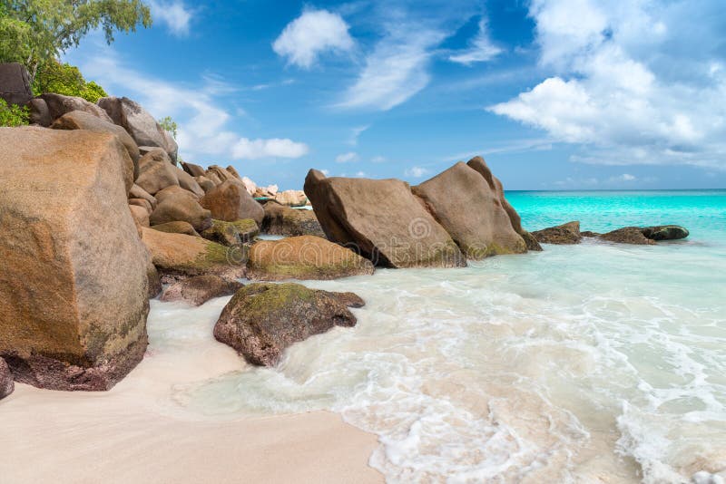 Anse Georgette Praslin - in Seychelles Fotografia Stock - Immagine di ...