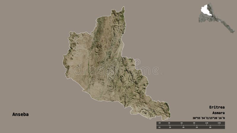 Anseba, Region of Eritrea, Zoomed. Satellite Stock Illustration ...