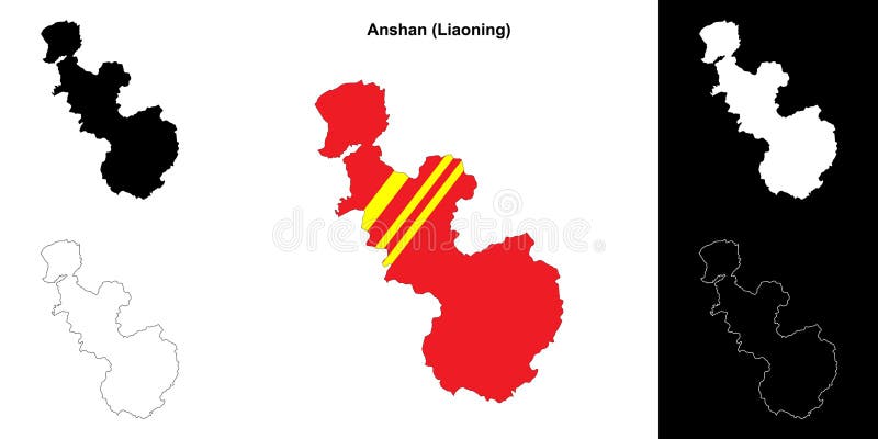 Anshan outline map stock illustration. Illustration of shape - 334841702