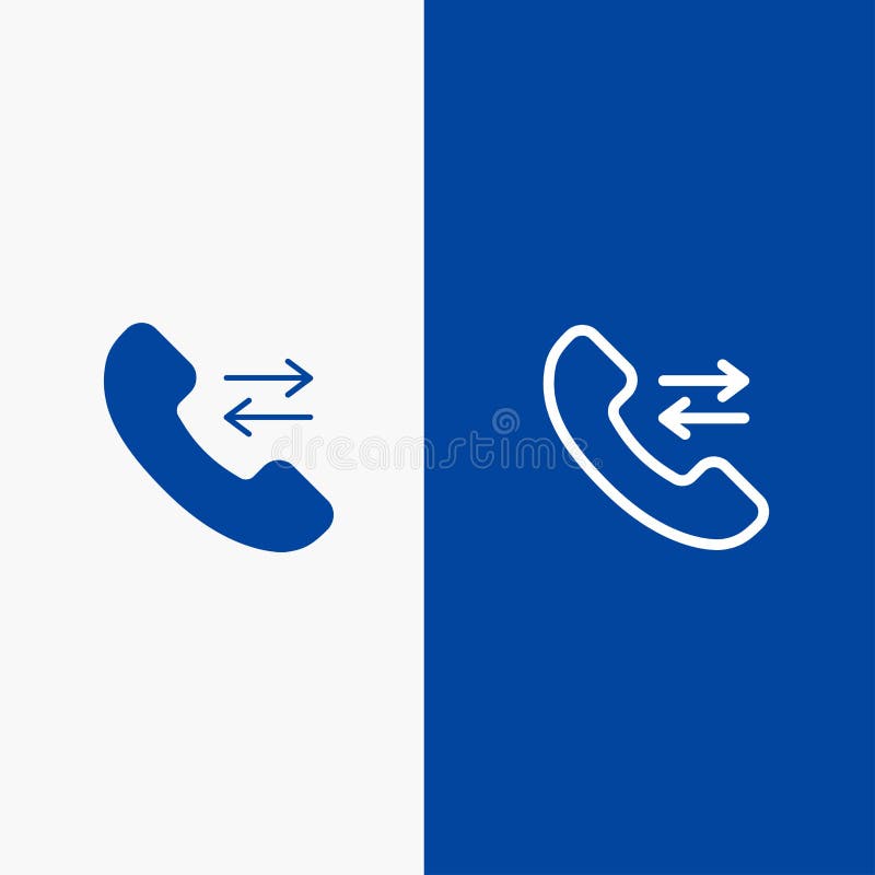 Answer, Call, Contact Us Line and Glyph Solid Icon Blue Banner Line and ...