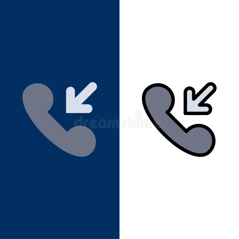 Answer, Call, Incoming Icons. Flat and Line Filled Icon Set Vector Blue ...