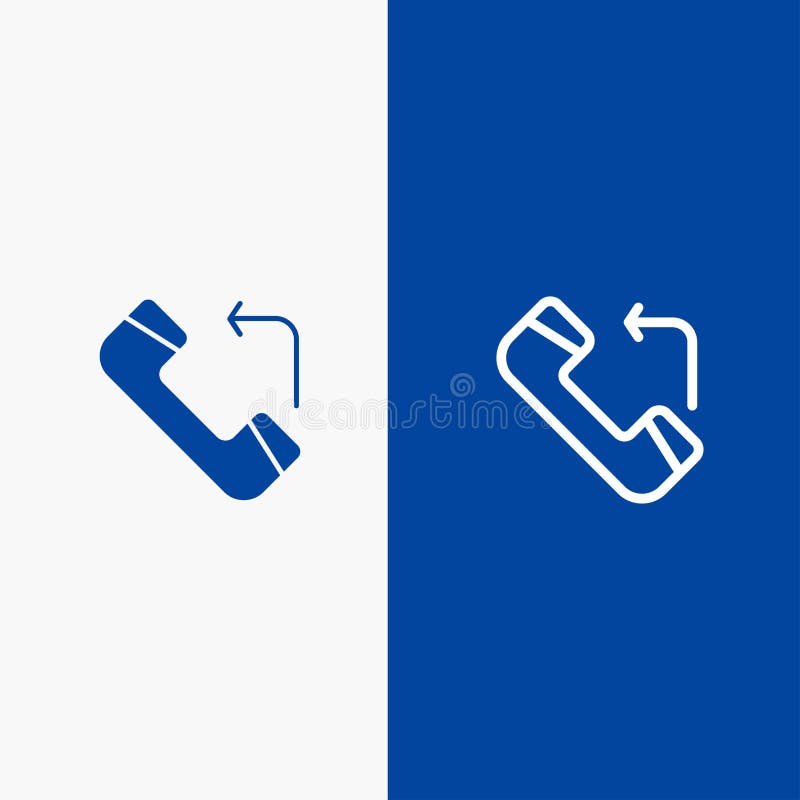 Answer, Call, Incoming Line and Glyph Solid Icon Blue Banner Line and ...
