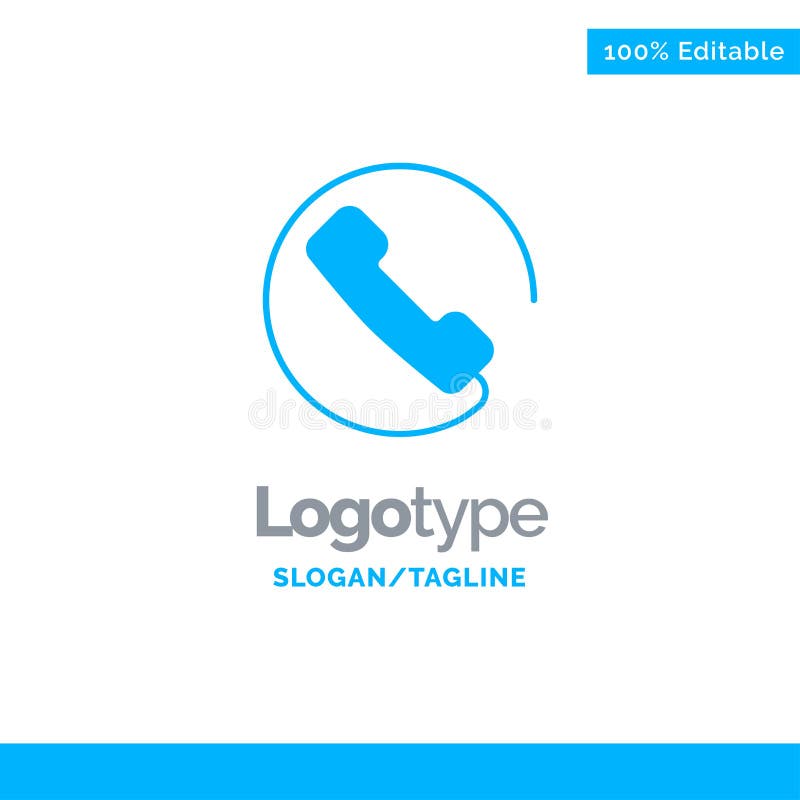 Answer, Call, Phone Blue Solid Logo Template. Place for Tagline Stock ...