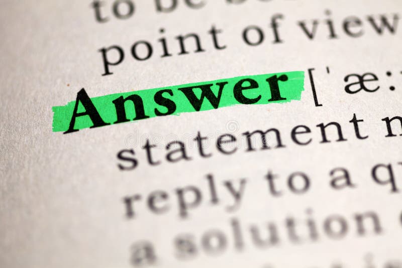 Definition of the Word Answer Stock Image - Image of close, page: 153521717