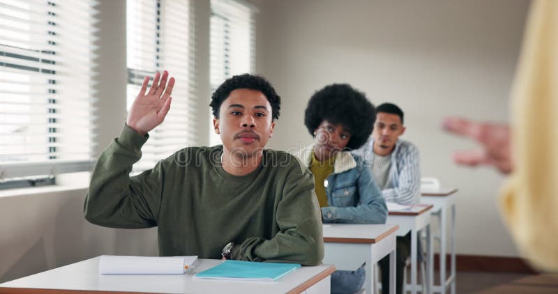 Answer, Question and Student in Classroom with Teacher for Development ...