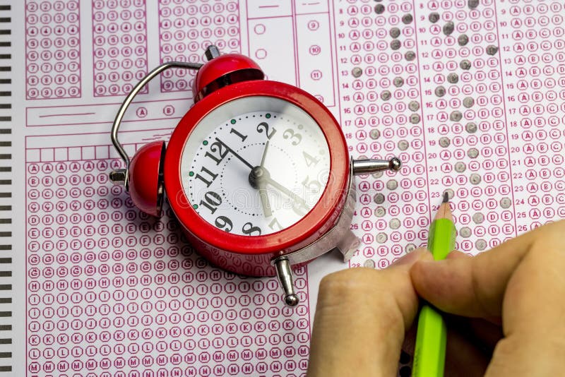 Answer Sheet with Pencil and Alarm Clock Stock Photo - Image of choice ...