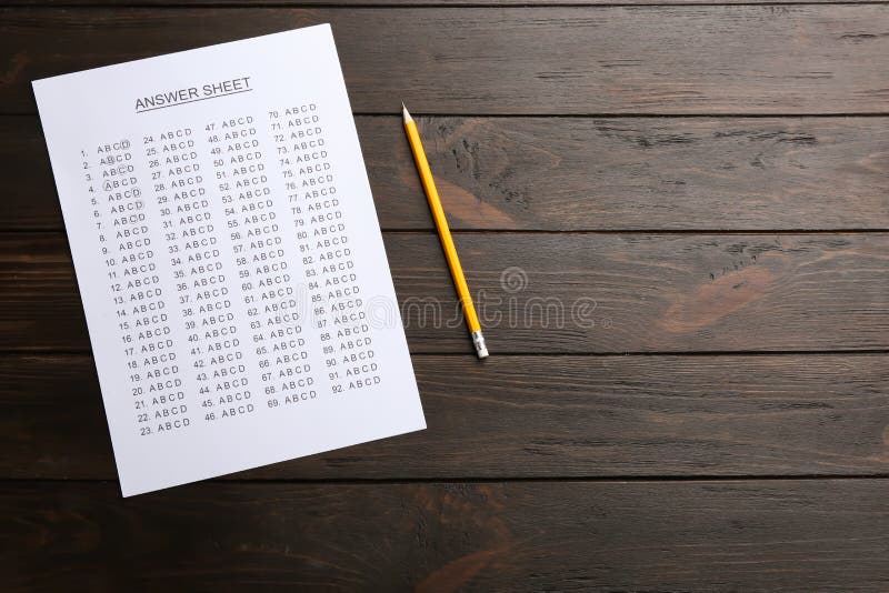 Answer Sheet and Pencil on Wooden Background Stock Image - Image of ...