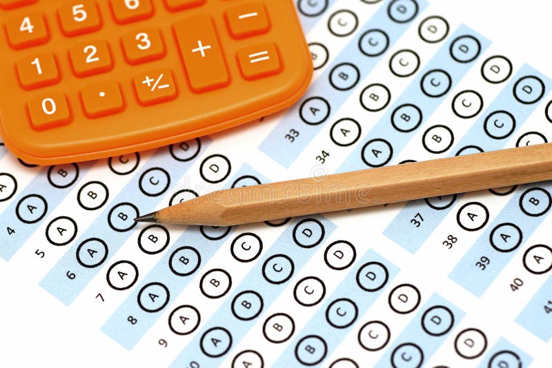 Answer Sheet Test Score with Pencil Calculator Stock Photo - Image of ...