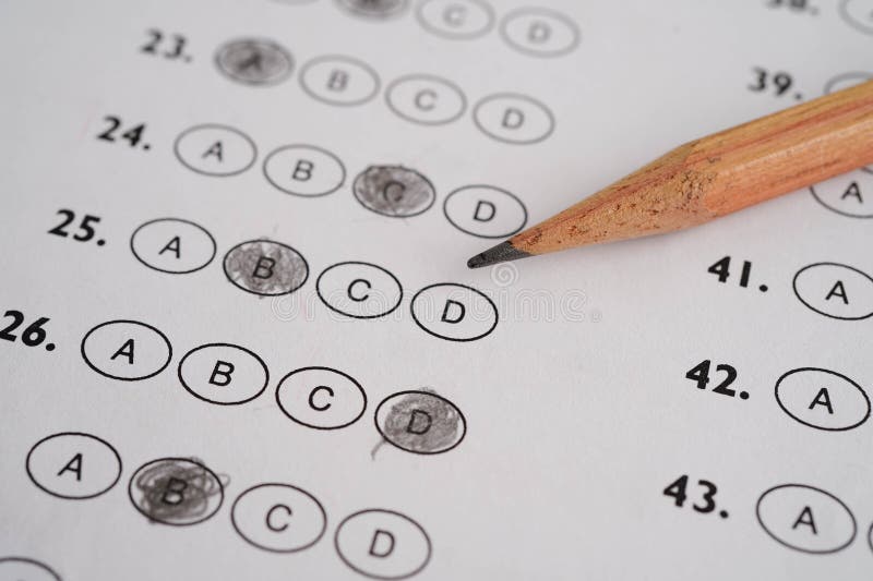 Answer Sheets with Pencil Drawing Fill To Select Choice, Education ...