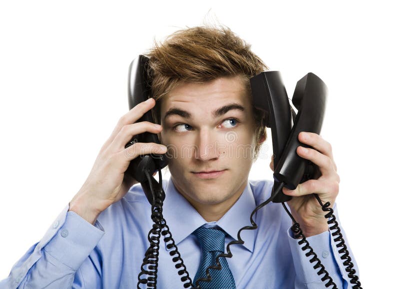 Answering Multiple Calls at the Same Time Stock Image - Image of ...
