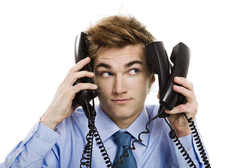 Answering Multiple Calls at the Same Time Stock Image - Image of ...