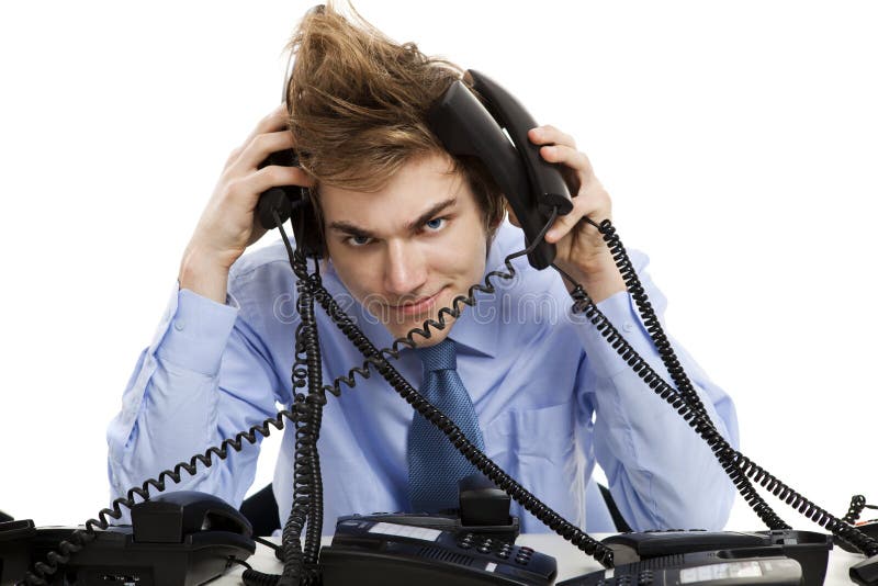 Answering Multiple Calls at the Same Time Stock Image - Image of ...