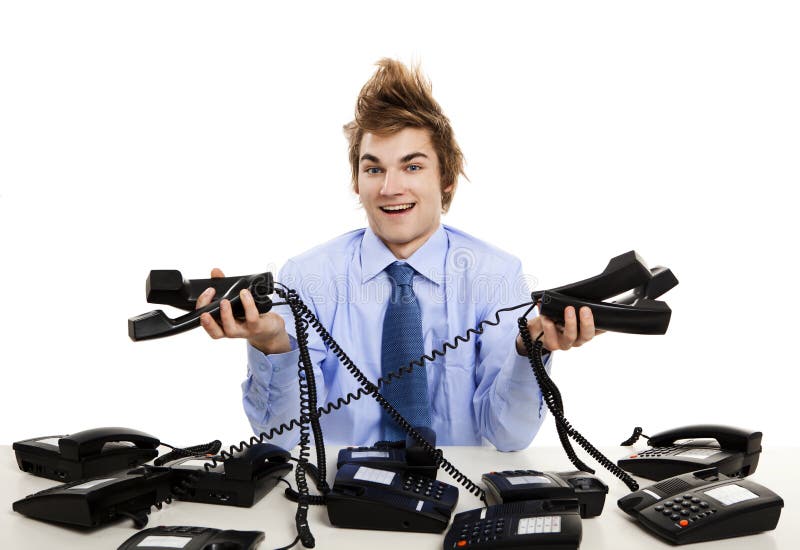 Answering Multiple Calls at the Same Time Stock Image - Image of ...