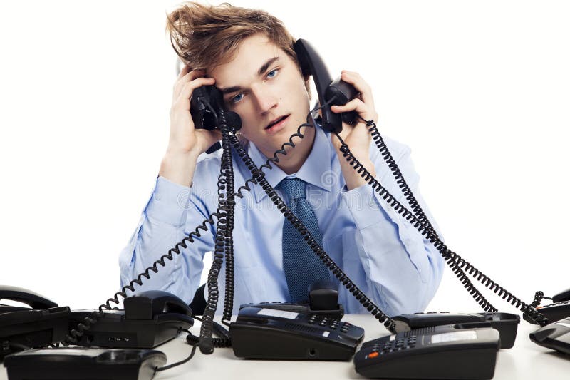 Answering Multiple Calls at the Same Time Stock Photo - Image of call ...