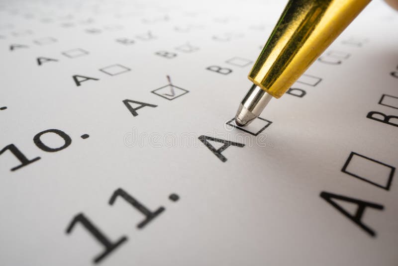 Answering Multiple Choice Questions Stock Image - Image of study, macro ...