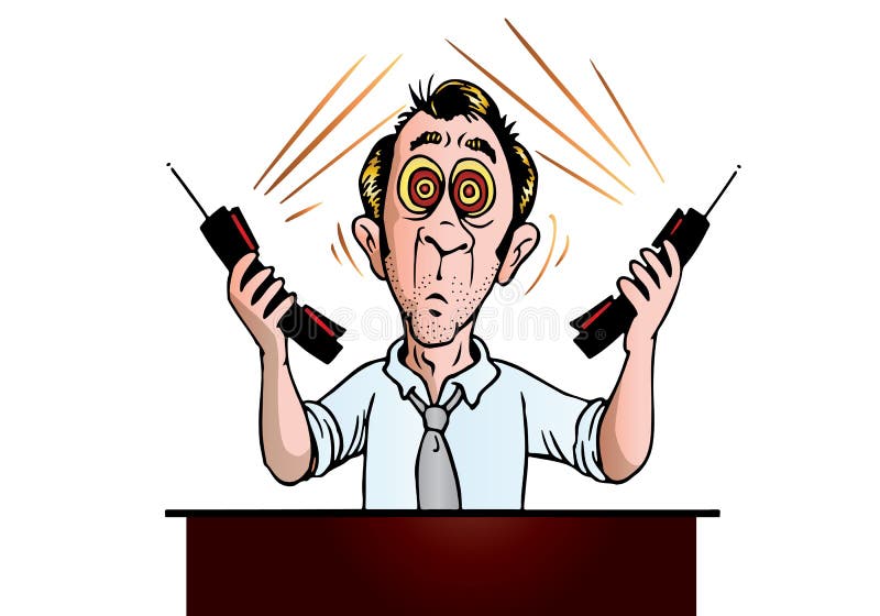 Answering Two Phone Call in One Time Stock Illustration - Illustration ...