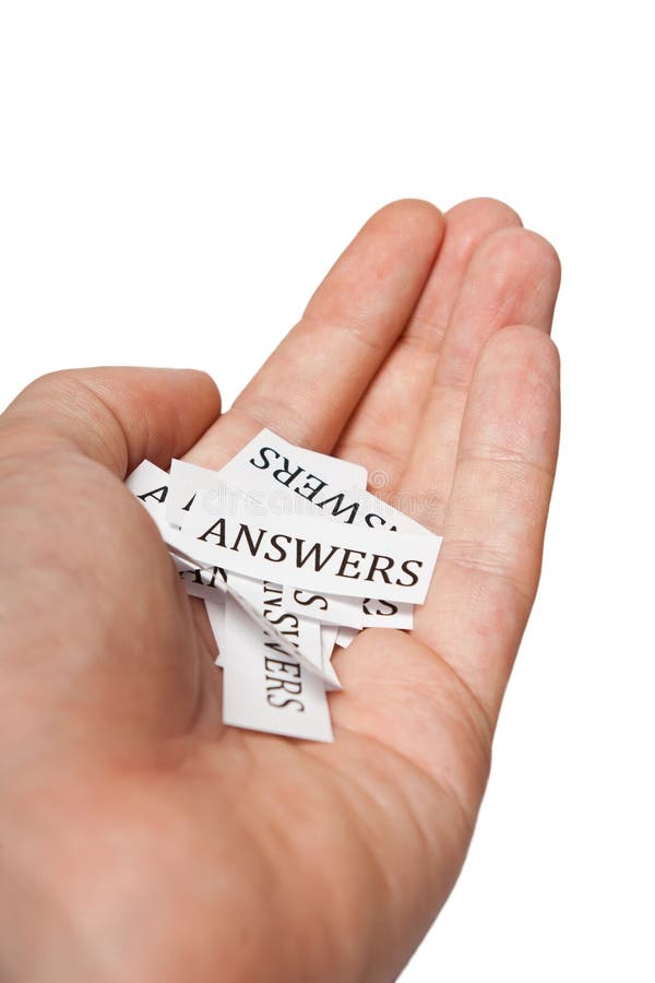 Answers in hand stock photo. Image of hand, holding, answers - 20631304