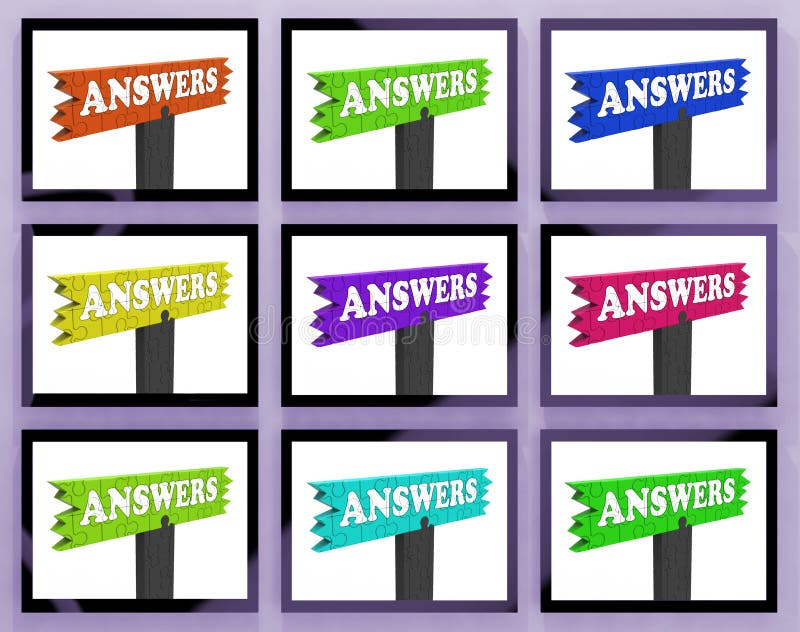 Answers Signs on Monitors Showing Assistance Stock Illustration ...