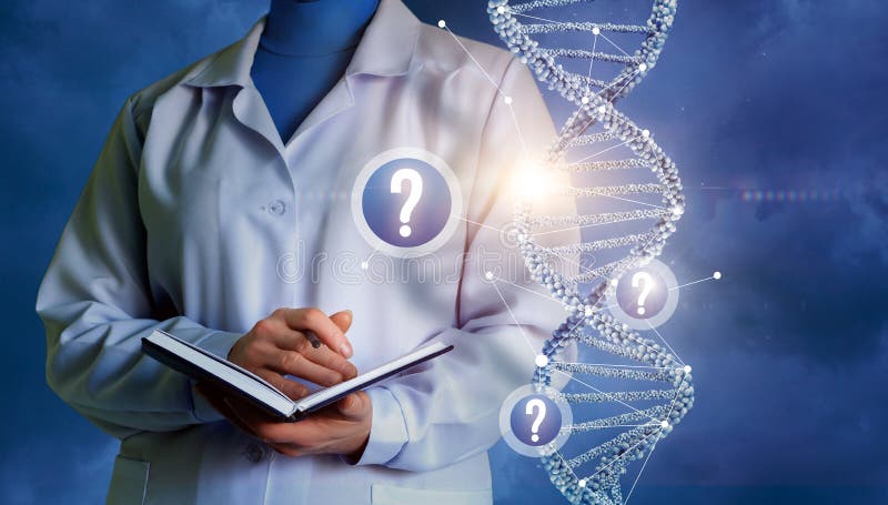 Answers To the Questions in the Study of DNA. Stock Photo - Image of ...