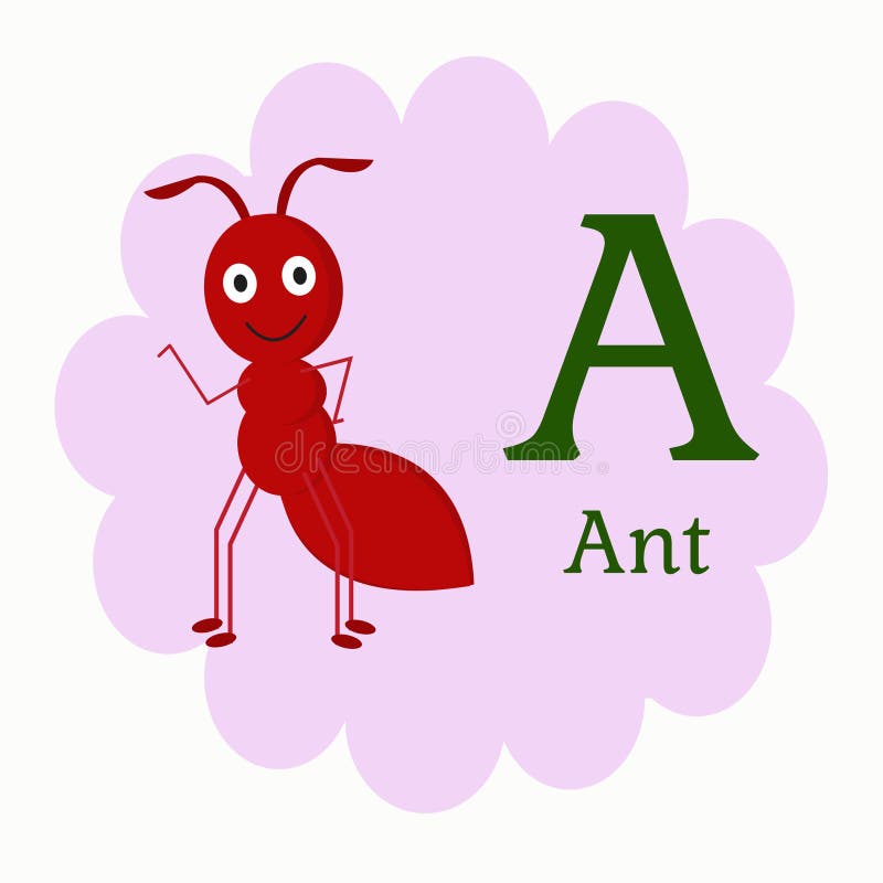 Animal Alphabet a.a for Ant Stock Vector - Illustration of background ...