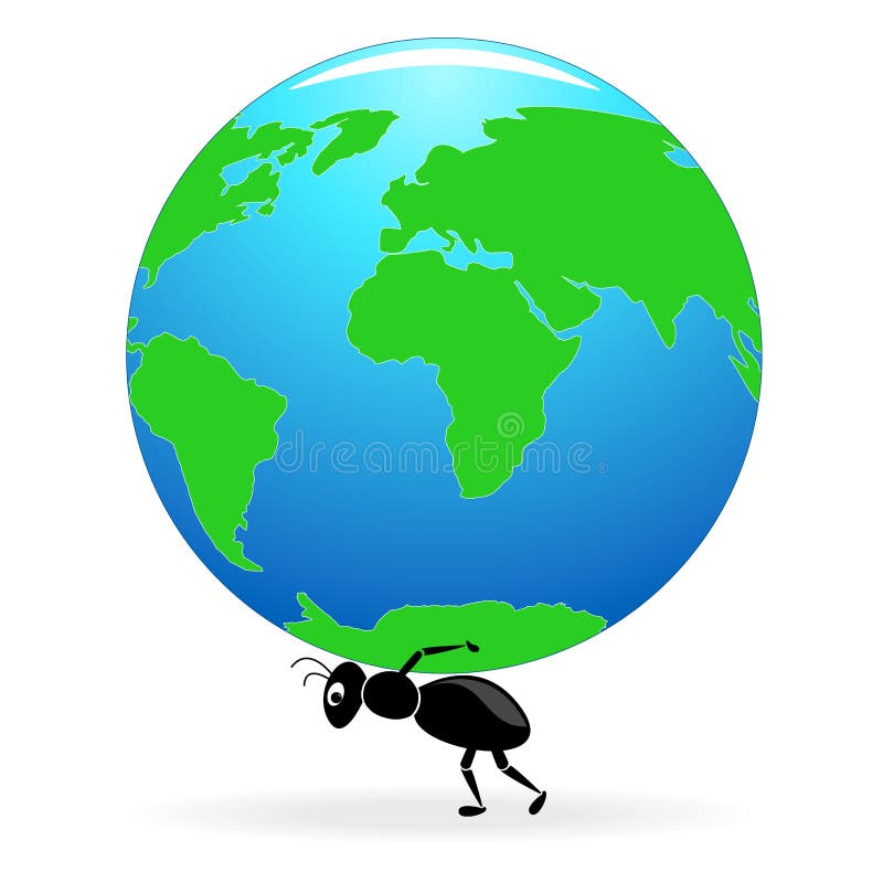 Ant Lifting Heavy Earth Concept Power Strength Stock Illustration ...