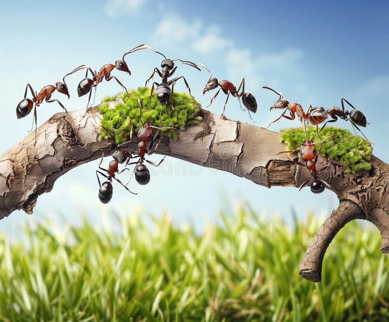 Ant Action Standing. Ant Bridge Unity Team, Concept Team Work Together ...