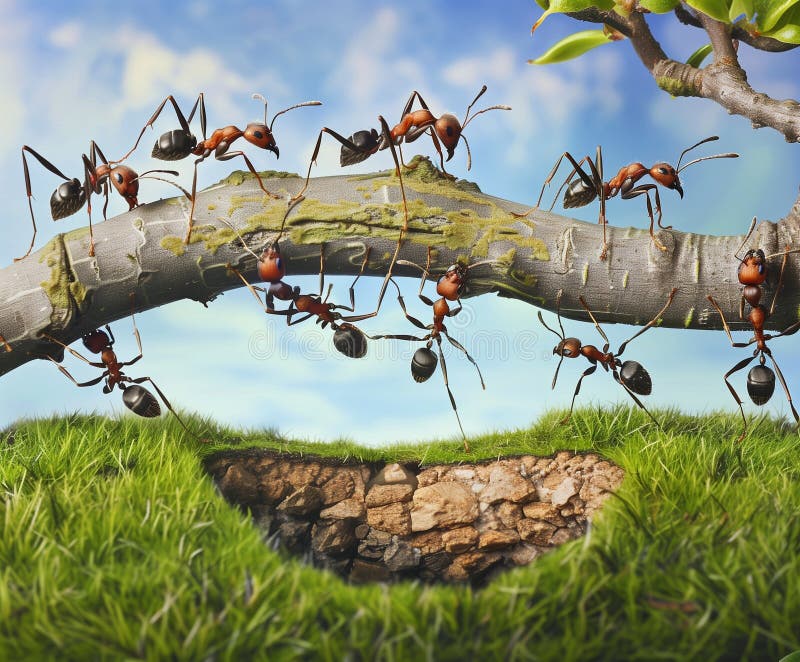 Ant Action Standing. Ant Bridge Unity Team, Concept Team Work Together ...