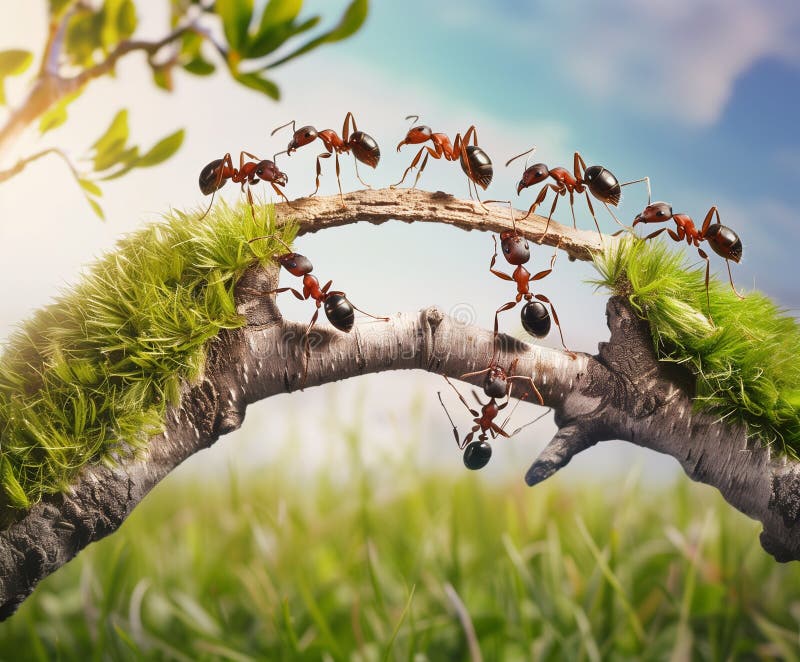 Ant Action Standing. Ant Bridge Unity Team, Concept Team Work Together ...