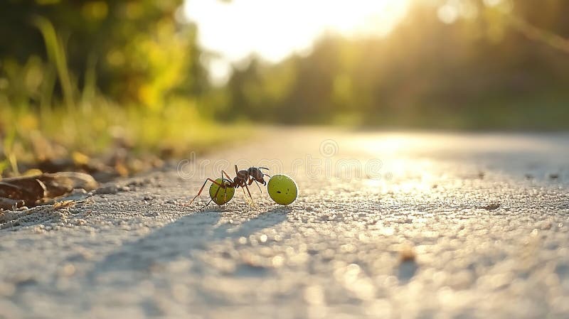 Ant Carrying Food on a Road Stock Illustration - Illustration of road ...