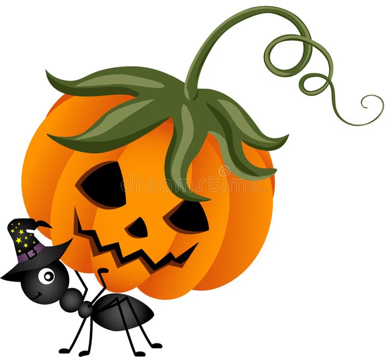 Ant Carrying a Halloween Pumpkin Stock Vector - Illustration of graphic ...