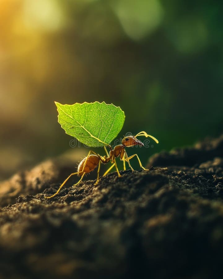 Ant Carrying Leaf through Textured Forest Floor High Dynamic Range ...