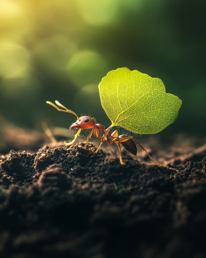 Ant Carrying Leaf through Textured Forest Floor High Dynamic Range ...