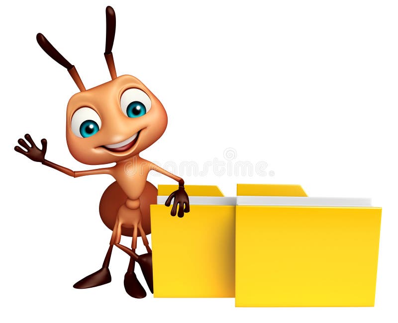 Ant Cartoon Character with Folder Stock Illustration - Illustration of ...