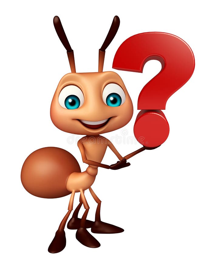 Ant Cartoon Character with Question Mark Sign Stock Illustration ...