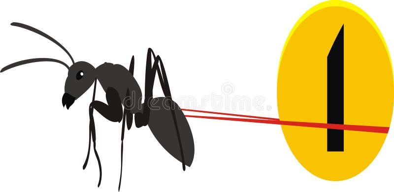 Ant and a coin stock vector. Illustration of black, gold - 16875132