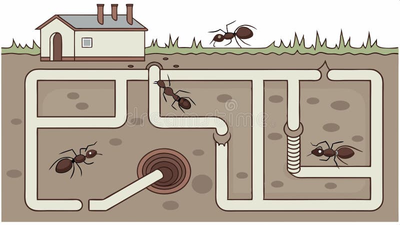 Ant Colony Underground View. Nature and Insect Life Study. Vector ...