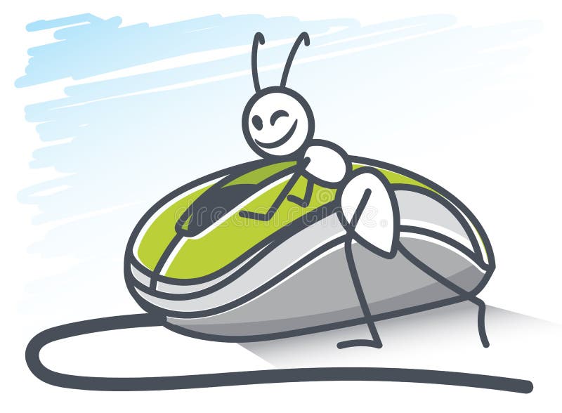 Ant and computer mouse stock vector. Illustration of green - 83907964