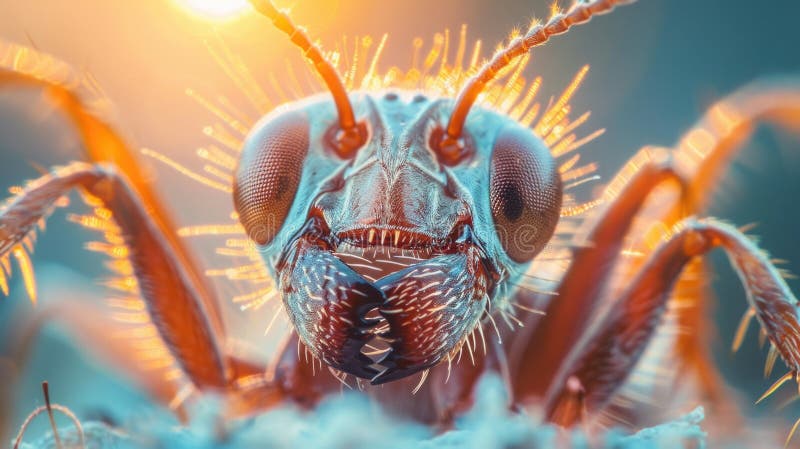 Ant Eye Close-Up with Sun Backlight in Pastel Pink Habitat Stock Photo ...