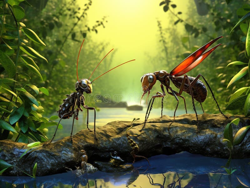 The Ant and the Grasshopper Stock Illustration - Illustration of ...