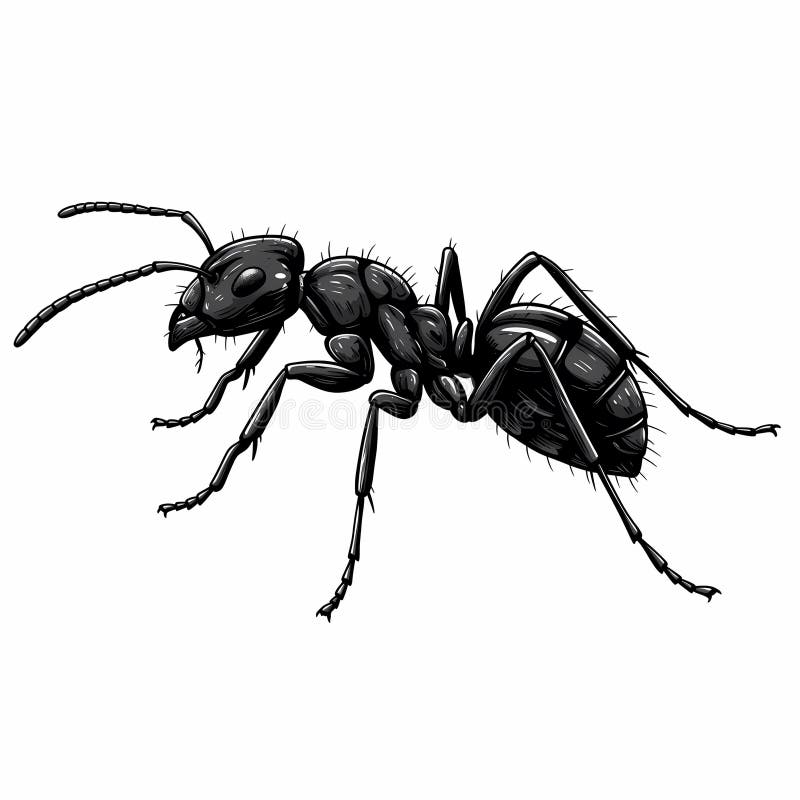 Ant Hand Drawn in Engraving Style. Vector Illustration Isolated on ...
