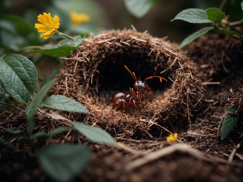 An ant and his nest stock image. Image of grass, forest - 293444437