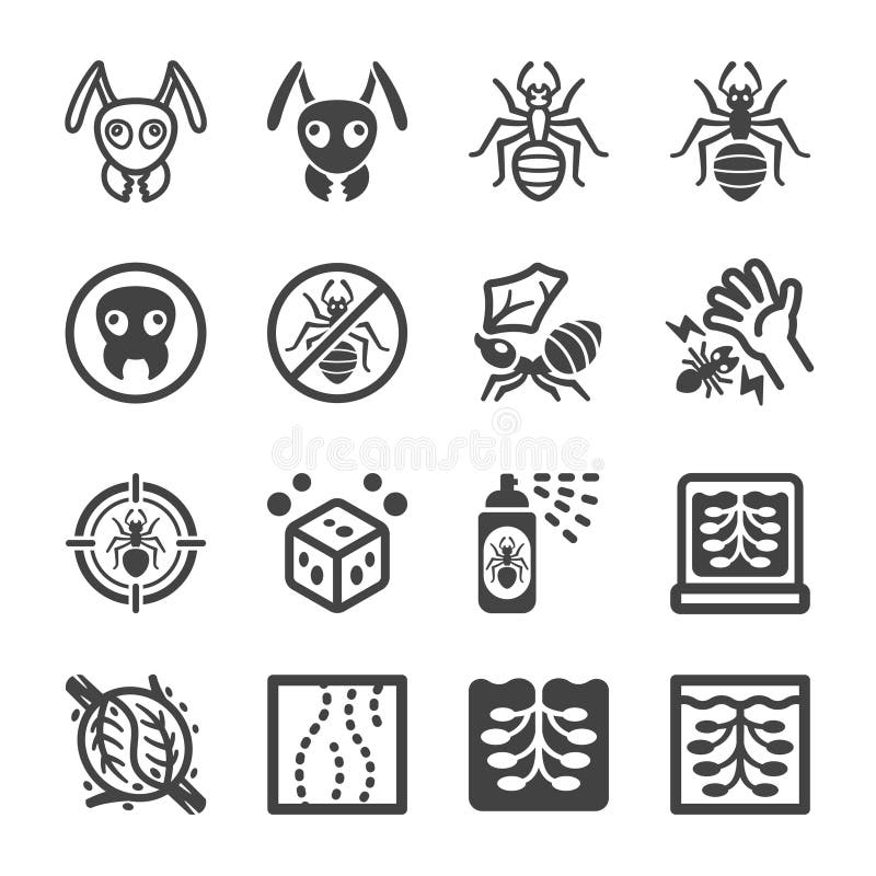 Ant icon set stock vector. Illustration of logo, bite - 147753821