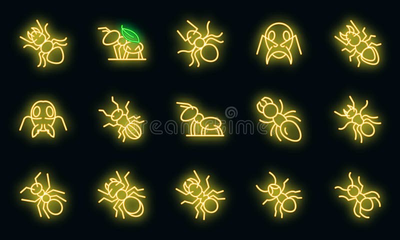 Ant icons set vector neon stock vector. Illustration of farmer - 224130896